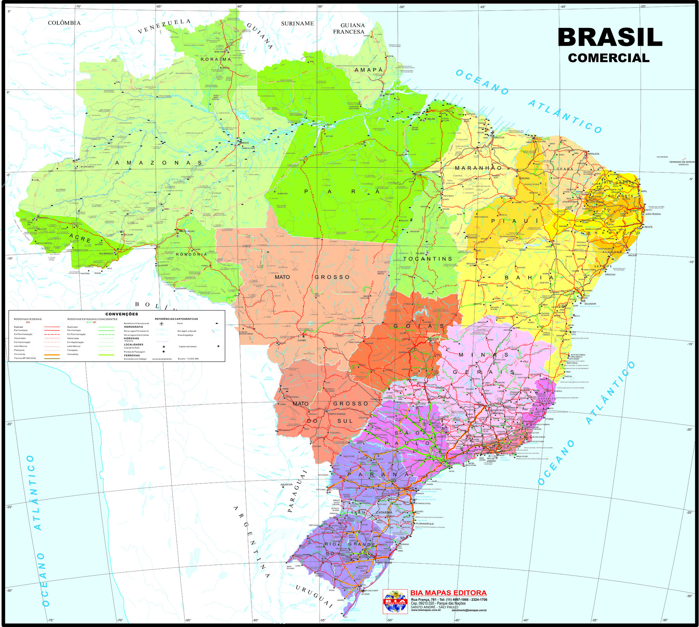 Brasil Comercial por Regiões - 1,30 x 1,20 m • Bia Mapas