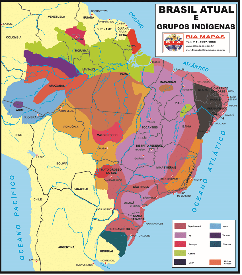 Brasil Atual E Grupos Ind genas Bia Mapas